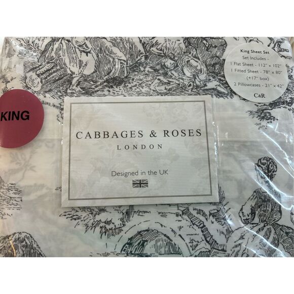 Cabbages & Roses | Bedding | Cabbages Roses King Sheet Set Country ...
